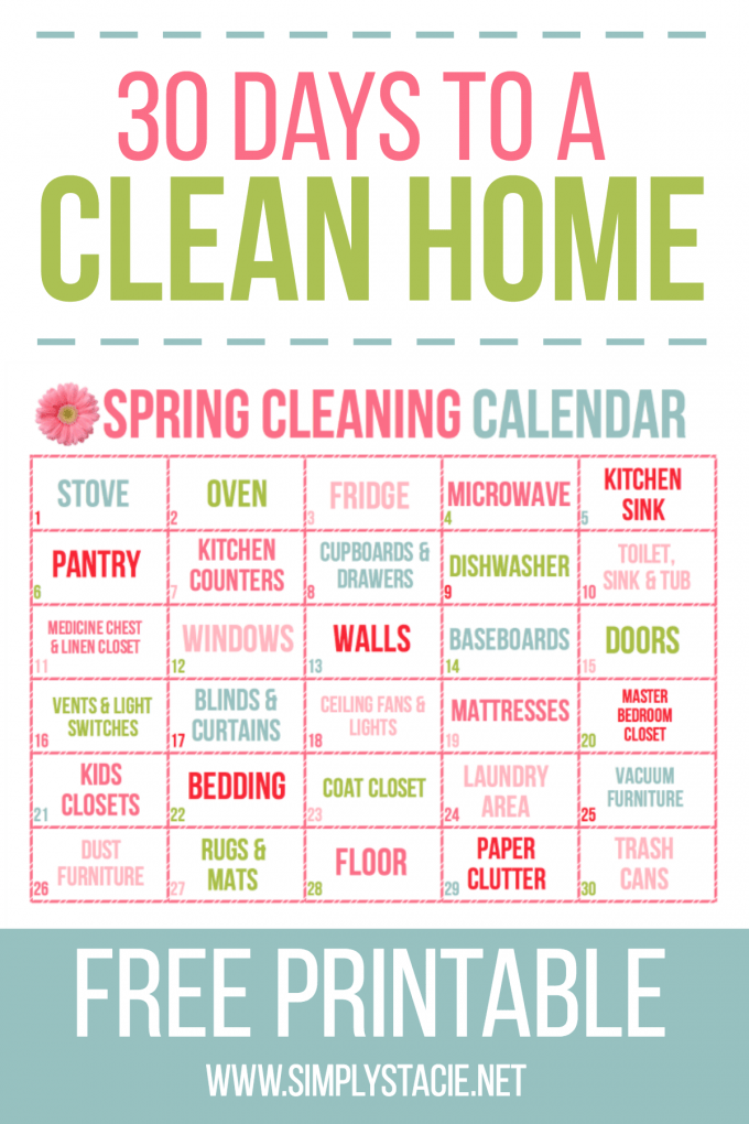 30 Day Spring Cleaning Calendar - Simply Stacie 30 Day Spring Cleaning Calendar - Simply Stacie