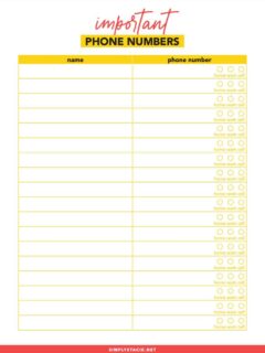Free Important Phone Numbers Printable - Simply Stacie