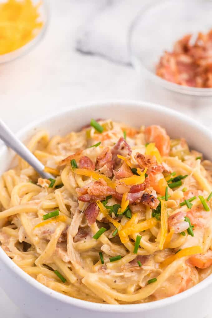 Crack Chicken Spaghetti Recipe - Simply Stacie
