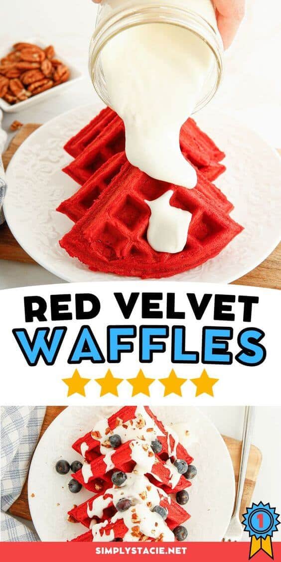 Red Velvet Waffles with Cream Cheese Topping - Simply Stacie
