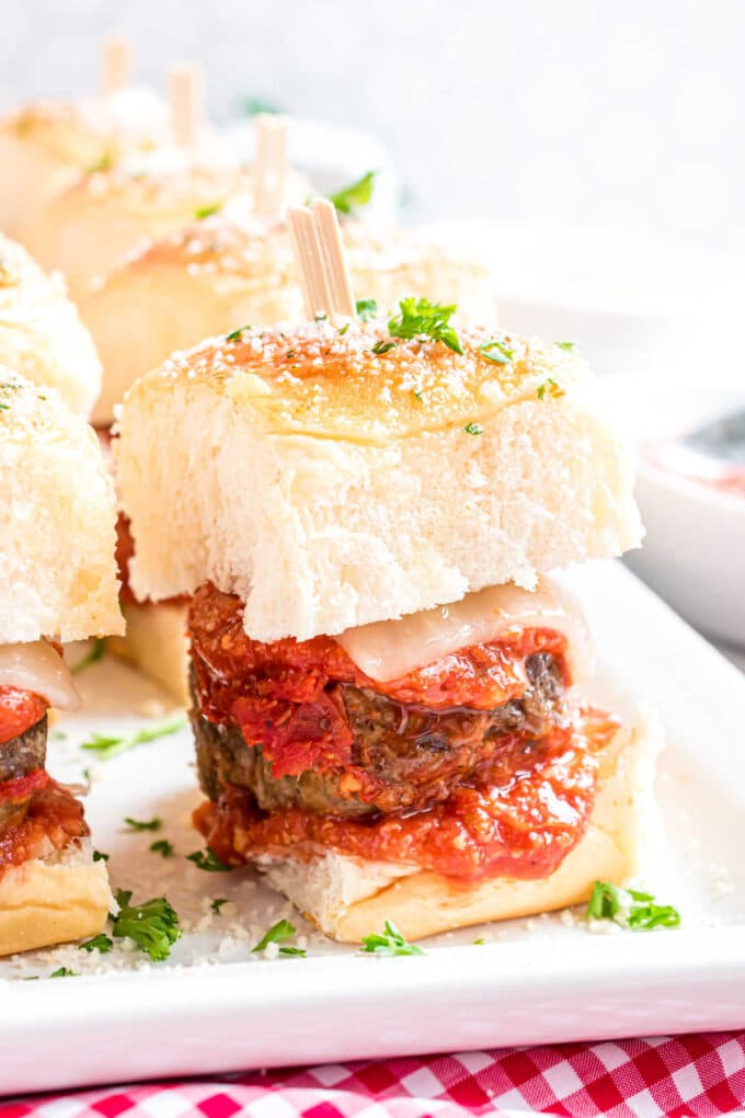 Easy Cheesy Baked Meatball Sliders Recipe - Simply Stacie