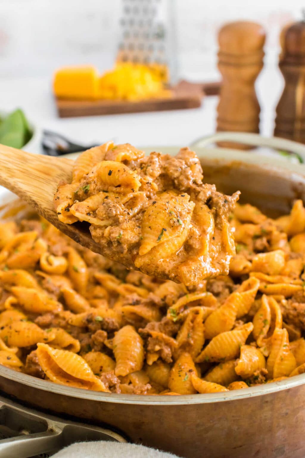 Easy Creamy Beef and Shells Recipe {Cheesy & Delicious} - Simply Stacie