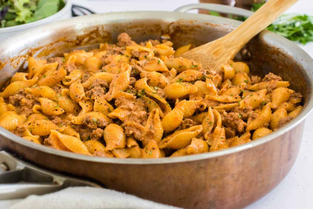 Easy Creamy Beef and Shells Recipe {Cheesy & Delicious} - Simply Stacie