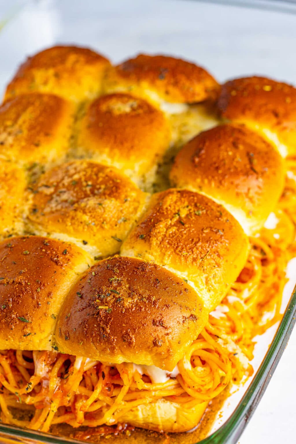 Cheesy Spaghetti and Meatball Sliders Recipe - Simply Stacie